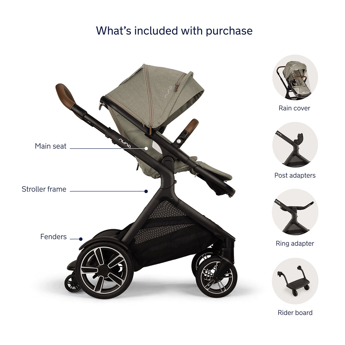 Nuna DEMI Next Double Stroller with Rider Board Bundle – Granite ...